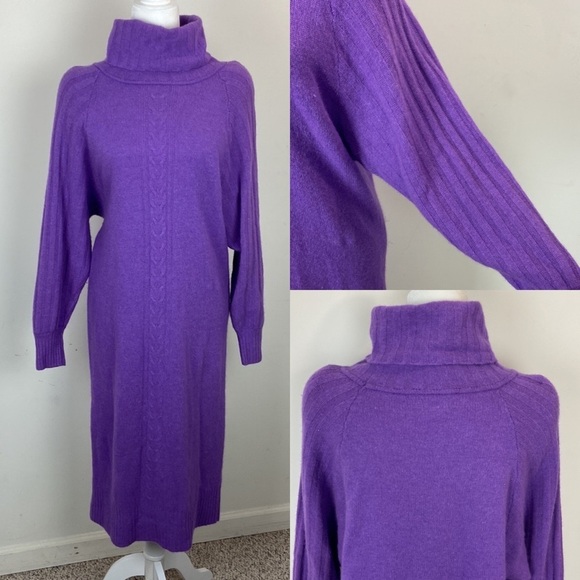 Vintage | Dresses | Vintage Compositions Purple Lambs Wool Angora Midi ...